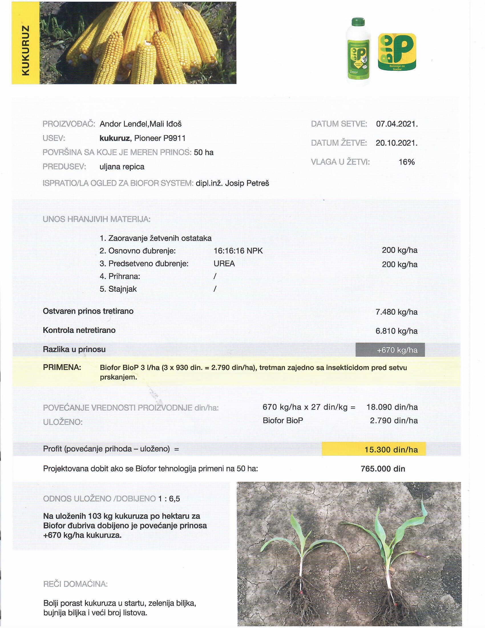 Andor Lenđel, Mali Iđoš – BIOFOR